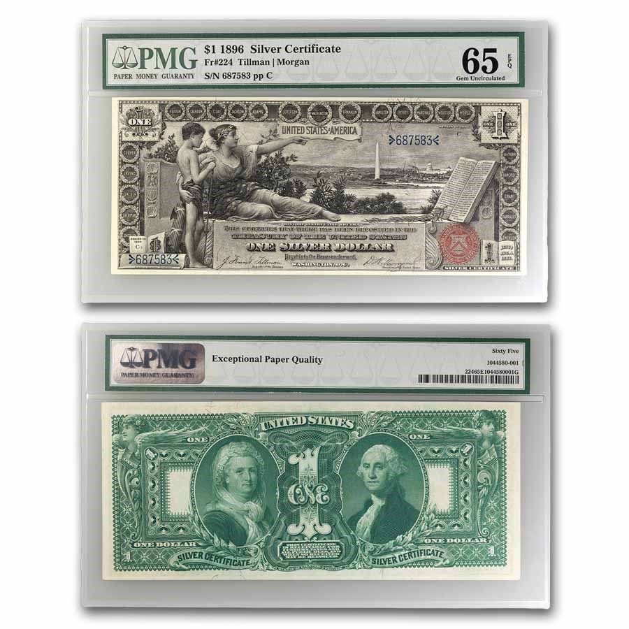 Buy 1896 $1.00 Silver Certificate Educational Note CU-65 EPQ PMG | APMEX