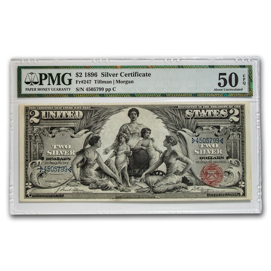 Buy 1896 $2.00 Silver Certificate Educational Note AU-50 EPQ PMG | APMEX