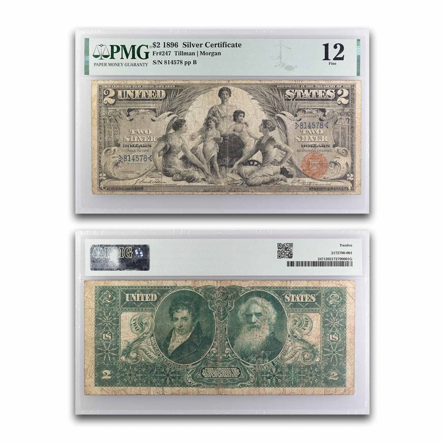 1896 $2.00 Silver Certificate Educational Note F-12 PMG (Fr#247)