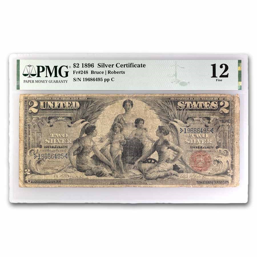 Buy 1896 $2.00 Silver Certificate Educational Note Fine-12 PMG | APMEX