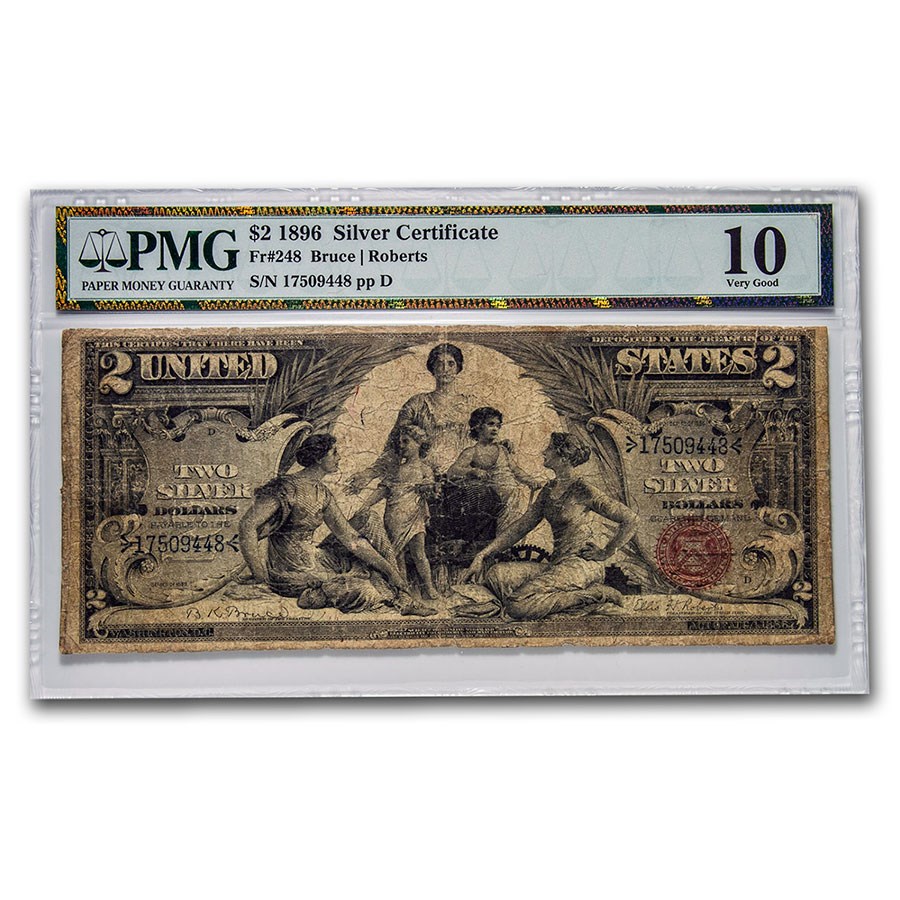 Buy 1896 $2.00 Silver Certificate Educational Note VG-10 PMG | APMEX
