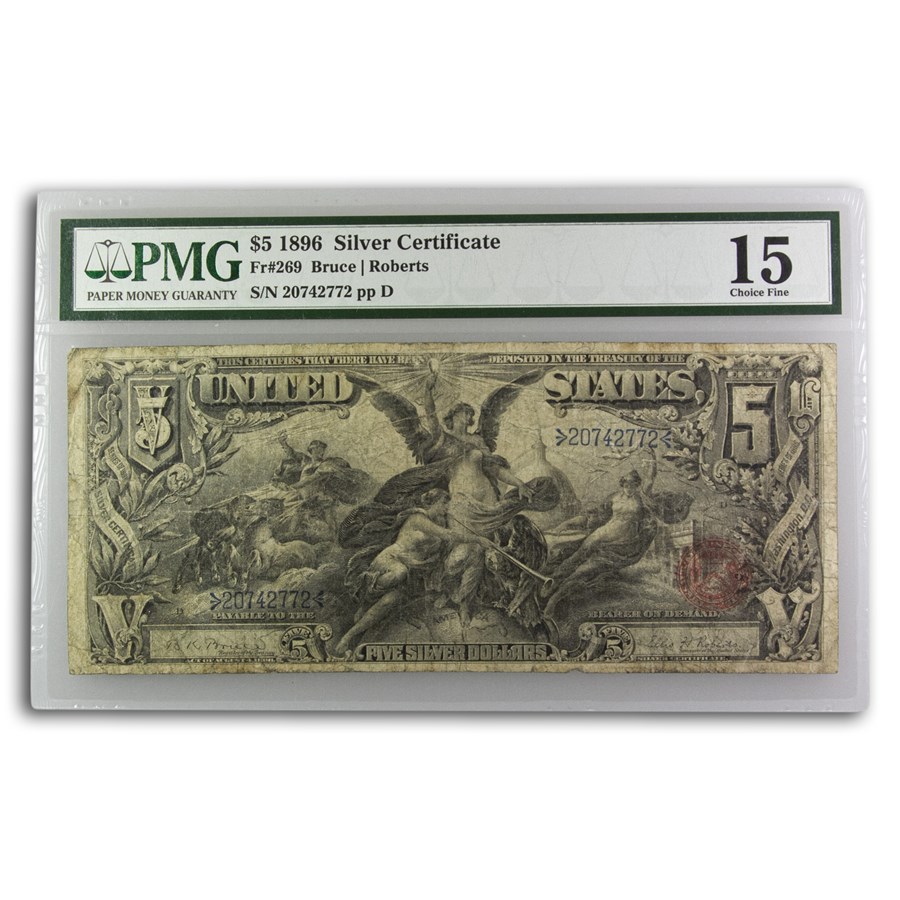 Buy 1896 $5.00 Silver Certificate Educational Note Fine-15 PMG | APMEX