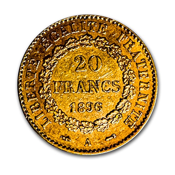 Buy 1896-A France Gold 20 Francs Lucky Angel BU | APMEX