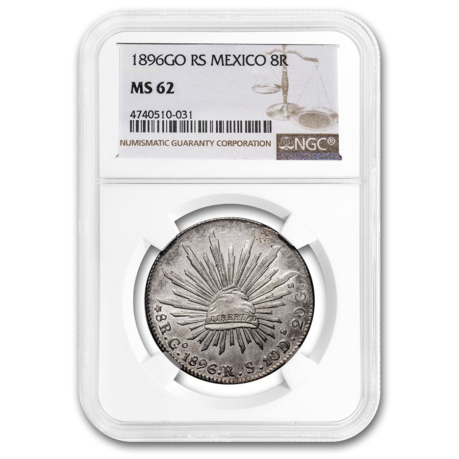 Buy 1896-Go RS Mexico Silver 8 Reales MS-62 NGC | APMEX