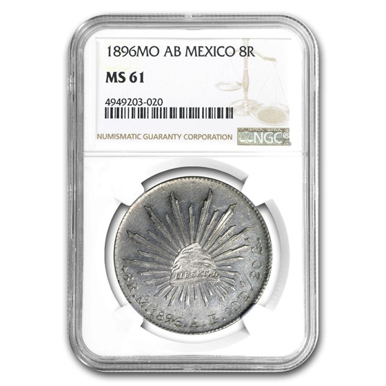 Buy 1896 Mo-AB Mexico Silver 8 Reales MS-61 NGC | APMEX