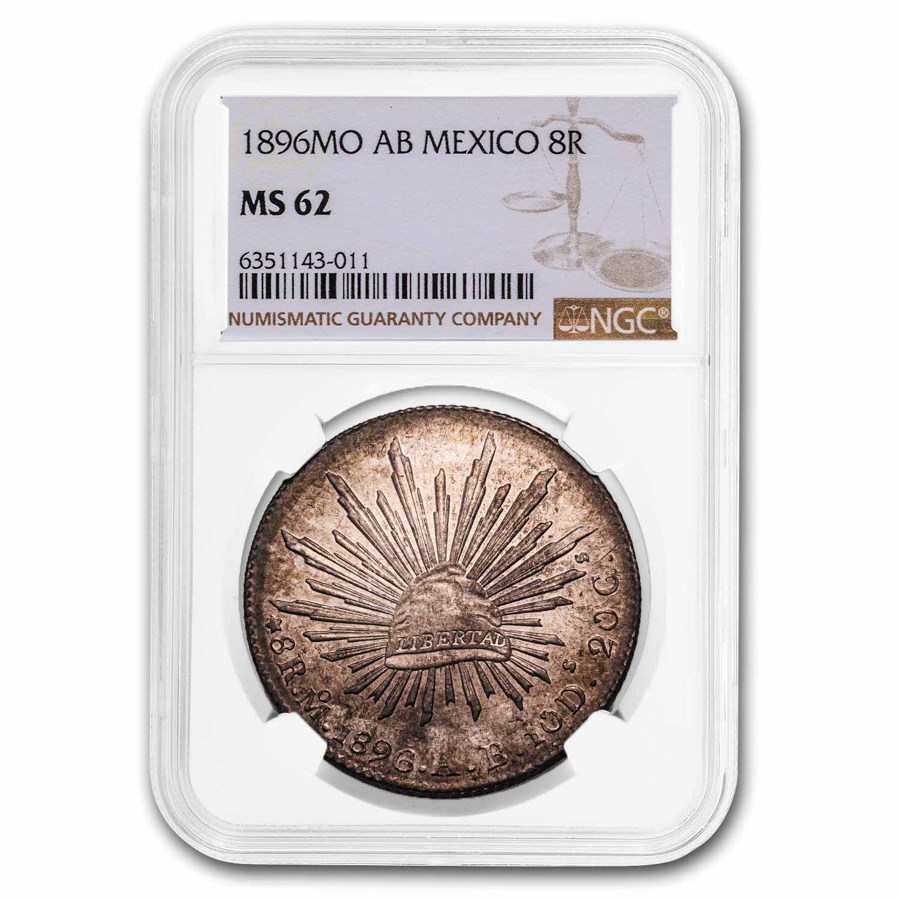 Buy 1896-Mo AB Mexico Silver 8 Reales MS-62 NGC | APMEX