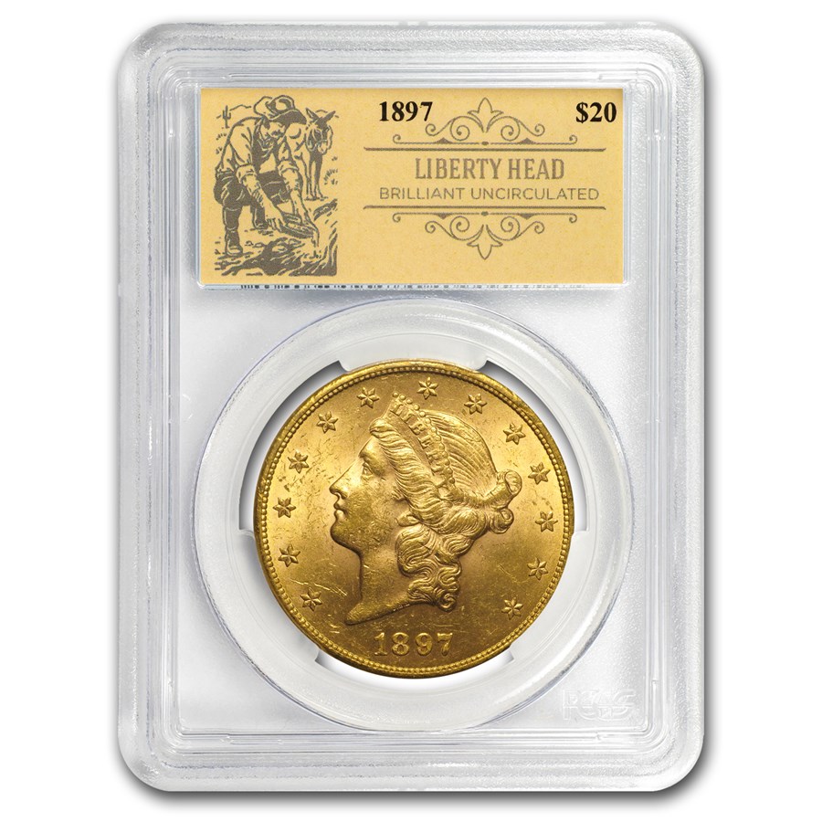 Buy 1897 $20 Liberty Gold Double Eagle BU PCGS (Prospector Label) | APMEX