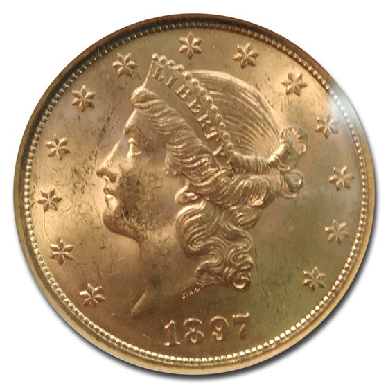 Buy 1897 $20 Liberty Gold Double Eagle MS-62 NGC CAC | APMEX