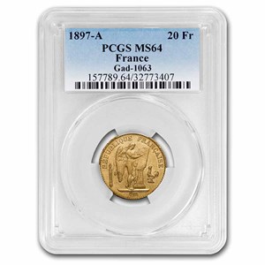 Buy 1897-A France Gold 20 Francs Angel MS-64 PCGS | APMEX