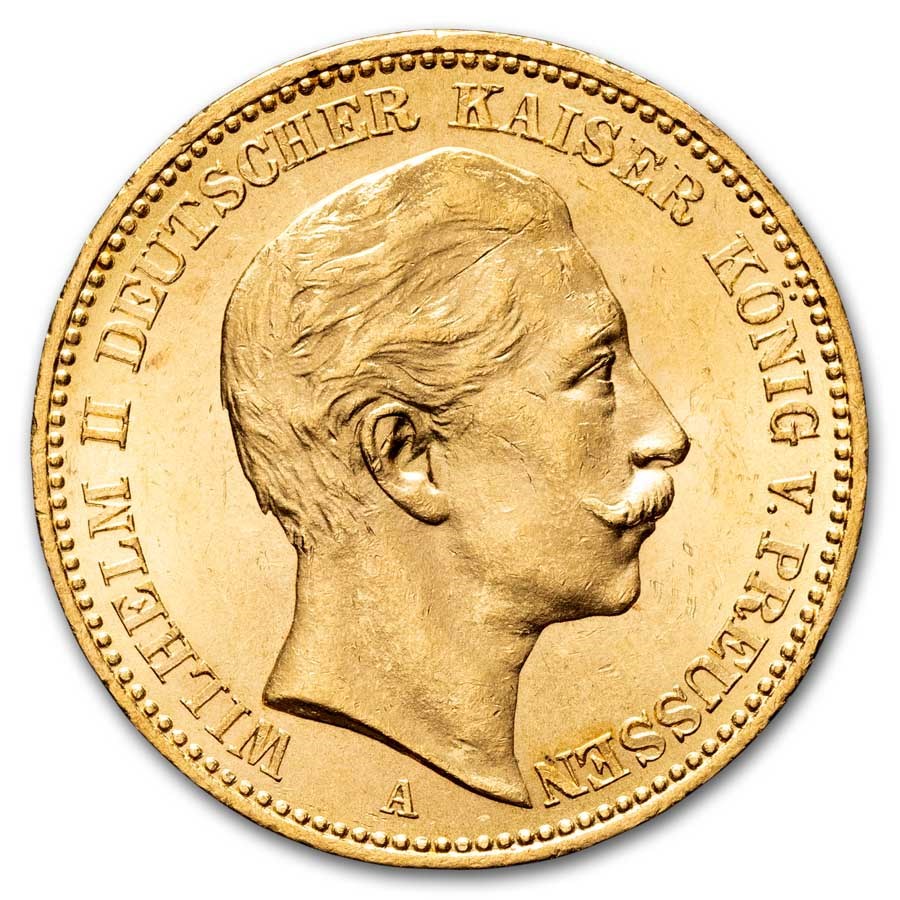 1897-A Germany Gold 20 Marks Prussia Wilhelm II BU
