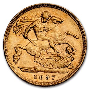 1897 Great Britain Gold Half-Sovereign Victoria Veil AU