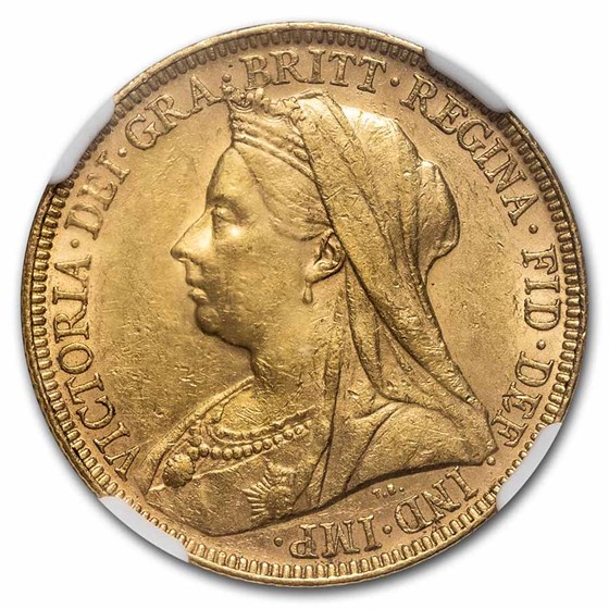 Buy 1897-M Australia Gold Sovereign Victoria Veiled Head AU-58 NGC | APMEX