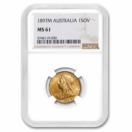 Buy 1897-M Australia Gold Sovereign Victoria Veiled Head MS-61 NGC | APMEX