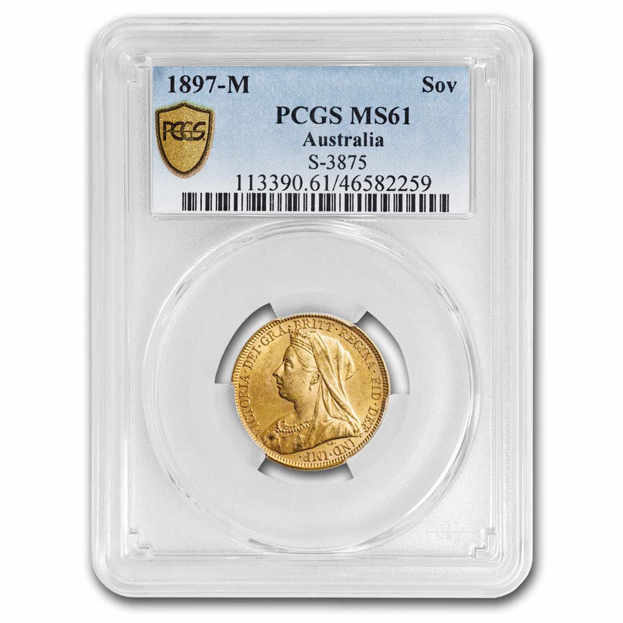 Buy 1897-M Australia Gold Sovereign Victoria Veiled Head MS-61 PCGS | APMEX