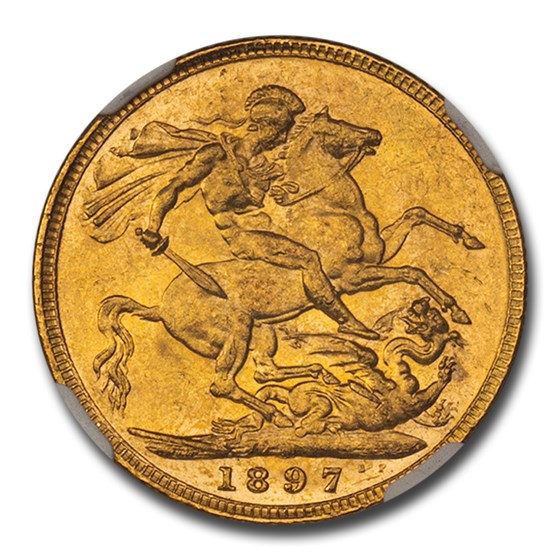 Buy 1897-M Australia Gold Sovereign Victoria Veiled Head MS-63 NGC | APMEX