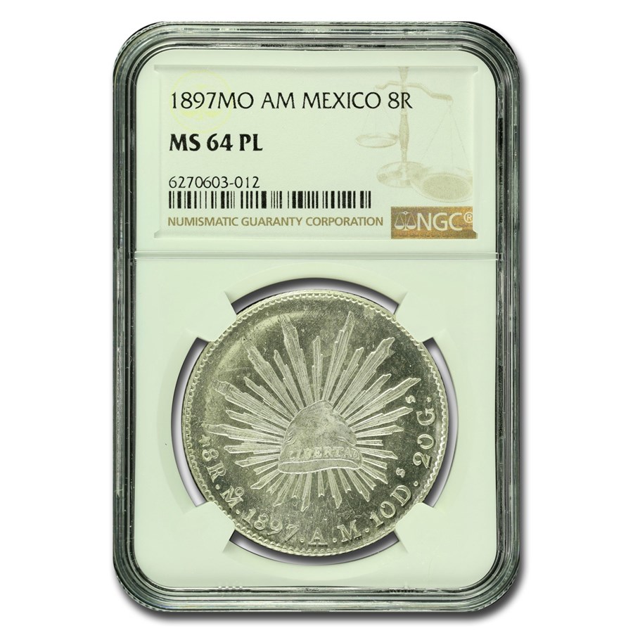 Buy 1897-Mo Mexico Silver 8 Reales MS-64 NGC (PL) | APMEX