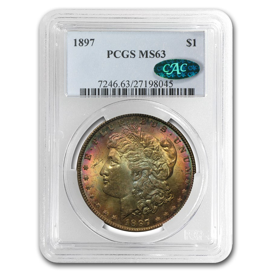 Buy 1897 Morgan Dollar MS-63 PCGS (CAC, Beautiful Toning) | APMEX