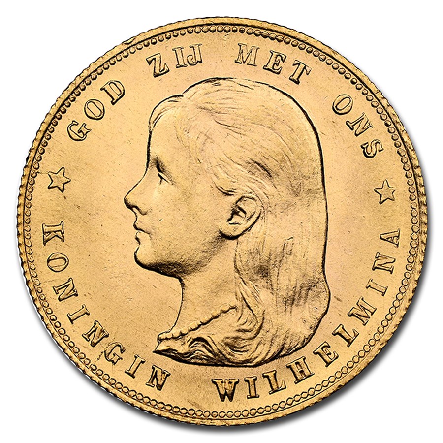 Buy 1897 Netherlands Gold 10 Gulden Wilhelmina I MS-63 NGC | APMEX
