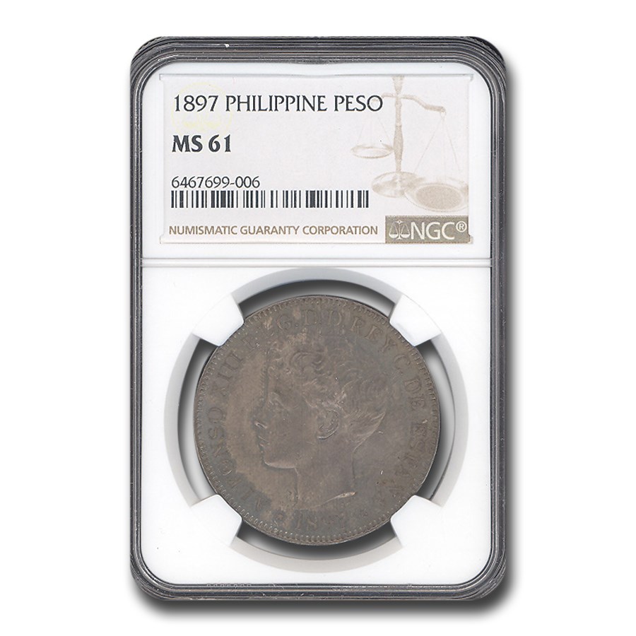 Buy 1897 Philippines Silver Peso MS-61 NGC | APMEX