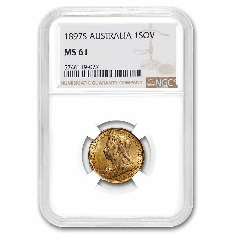 Buy 1897-S Australia Gold Sovereign Veil Head Victoria MS-61 NGC | APMEX