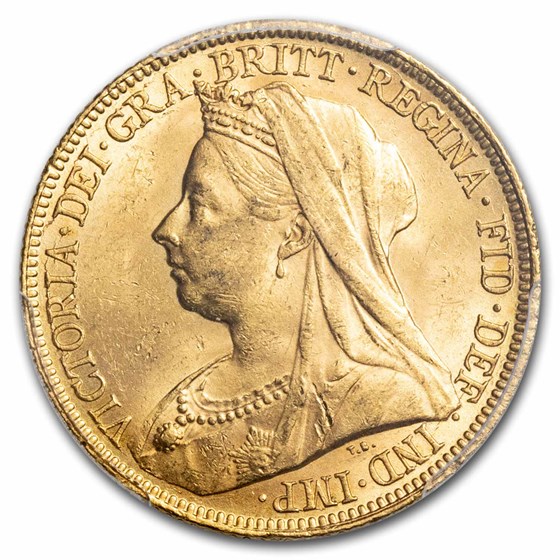 1897-S Australia Gold Sovereign Veil Head Victoria MS-63 PCGS