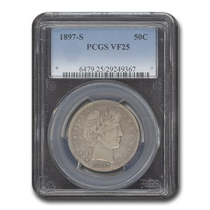 1897-S Barber Half Dollar VF-25 PCGS