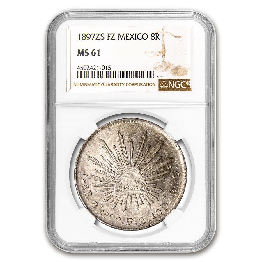 Buy 1897 Zs FZ Mexico Silver 8 Reales MS-61 NGC | APMEX