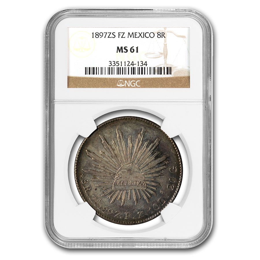 Buy 1897-Zs FZ Mexico Silver 8 Reales MS-61 NGC | APMEX