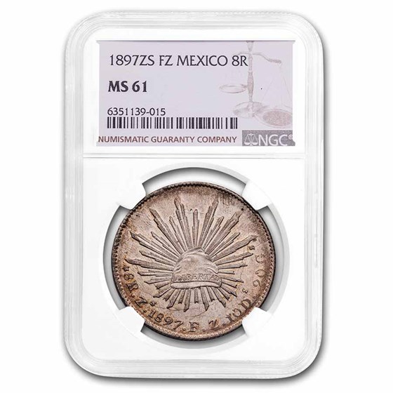 Buy 1897-Zs FZ Mexico Silver 8 Reales MS-61 NGC | APMEX