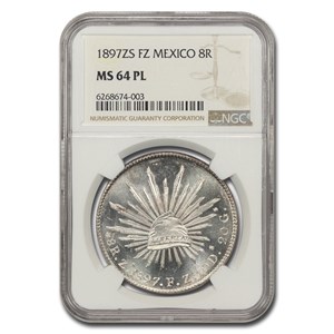 Buy 1897-Zs Mexico Silver 8 Reales MS-64 NGC (PL) | APMEX