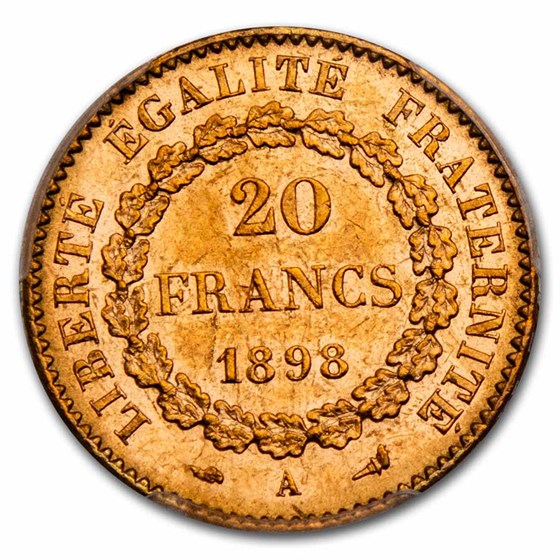 Buy 1898-A France Gold 20 Franc Lucky Angel MS-64 NGC | APMEX