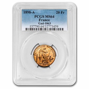 Buy 1898-A France Gold 20 Franc Lucky Angel MS-64 NGC | APMEX