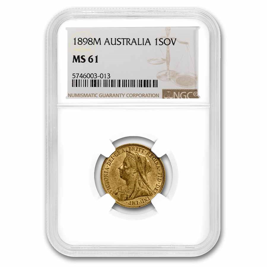 Buy 1898-M Australia Gold Sovereign Victoria Veiled Head MS-61 NGC | APMEX