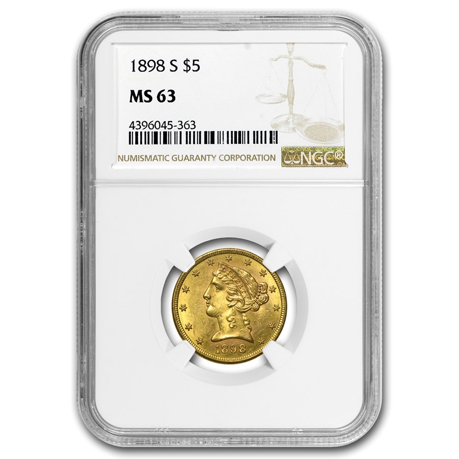 Buy 1898-S $5 Liberty Gold Half Eagle MS-63 NGC | APMEX