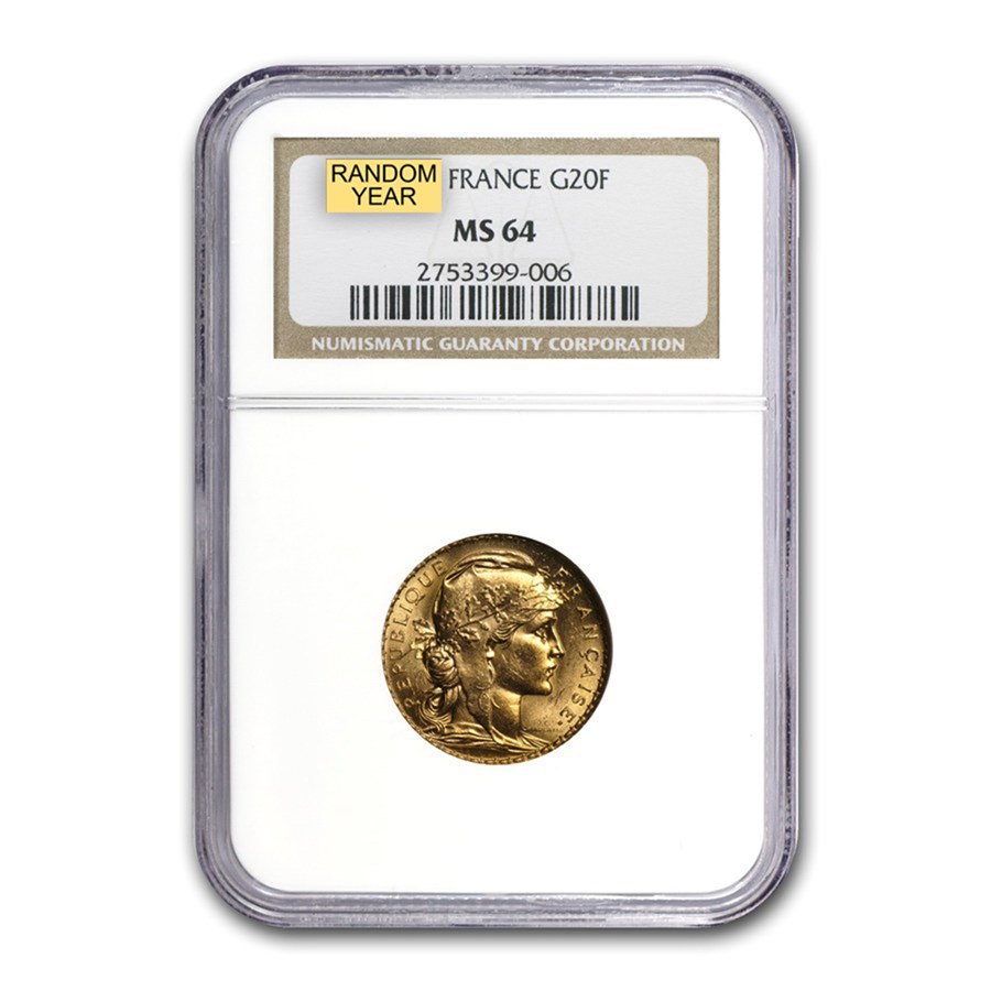 Buy 1899-1914 France Gold 20 Francs Rooster MS-64 NGC/PCGS | APMEX