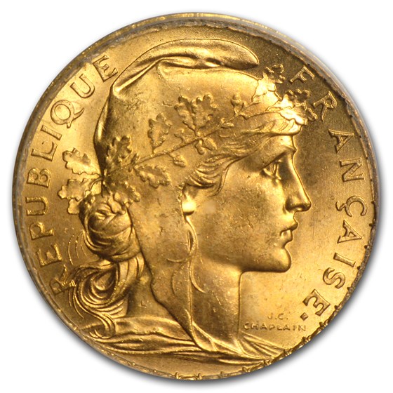 Buy 1899-1914 France Gold 20 Francs Rooster MS-65 NGC/PCGS | APMEX