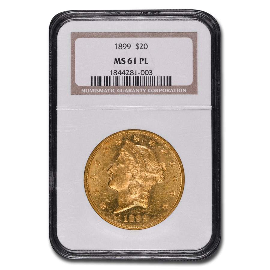 1899 $20 Liberty Gold Double Eagle MS-61 NGC (PL)