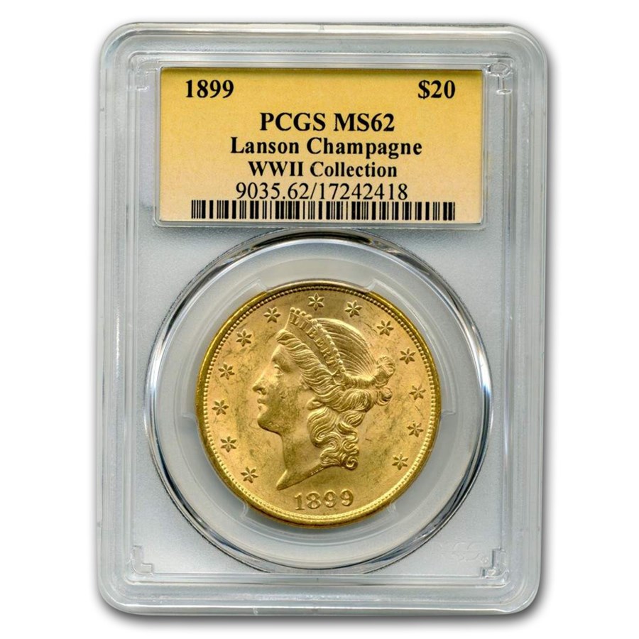 Buy 1899 $20 Liberty Gold Double Eagle MS-62 PCGS (Champagne WWII) | APMEX
