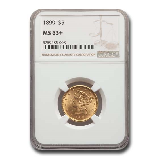 Buy 1899 $5 Liberty Gold Half Eagle MS-63+ NGC | APMEX