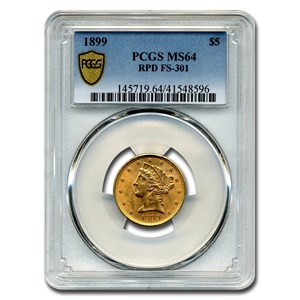 Buy 1899 $5 Liberty Gold Half Eagle MS-64 PCGS (RPD FS-301) | APMEX