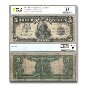 Buy 1899 $5 Silver Cert. Chief F-15 PCGS (Fr#281*) Star Note | APMEX