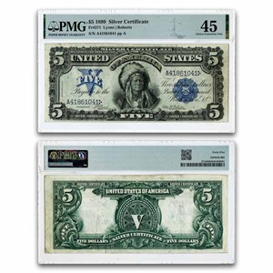 1899 $5 Silver Cert. Chief Running Antelope Ch XF-45 PMG (Fr#271)