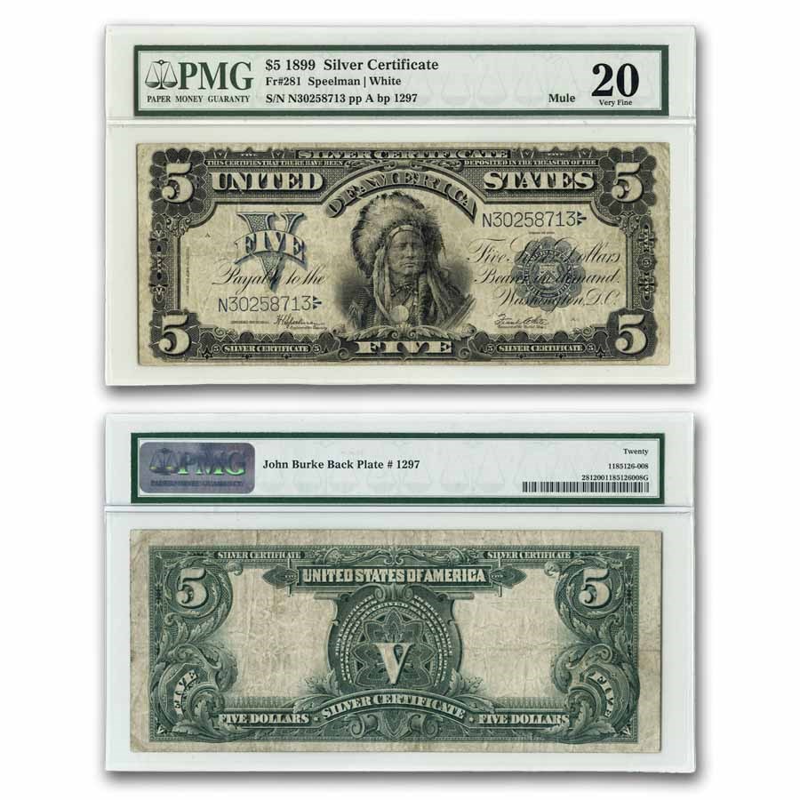 Buy 1899 $5 Silver Cert Chief Running Antelope VF-20 | APMEX