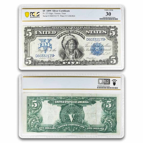Buy 1899 $5 Silver Cert. Running Antelope VF-30 PCGS | APMEX