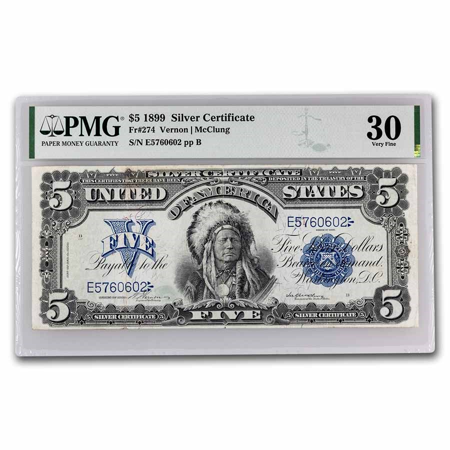 Buy 1899 $5 Silver Cert Chief Running Antelope VF-30 PMG(Fr#274)Comm ...