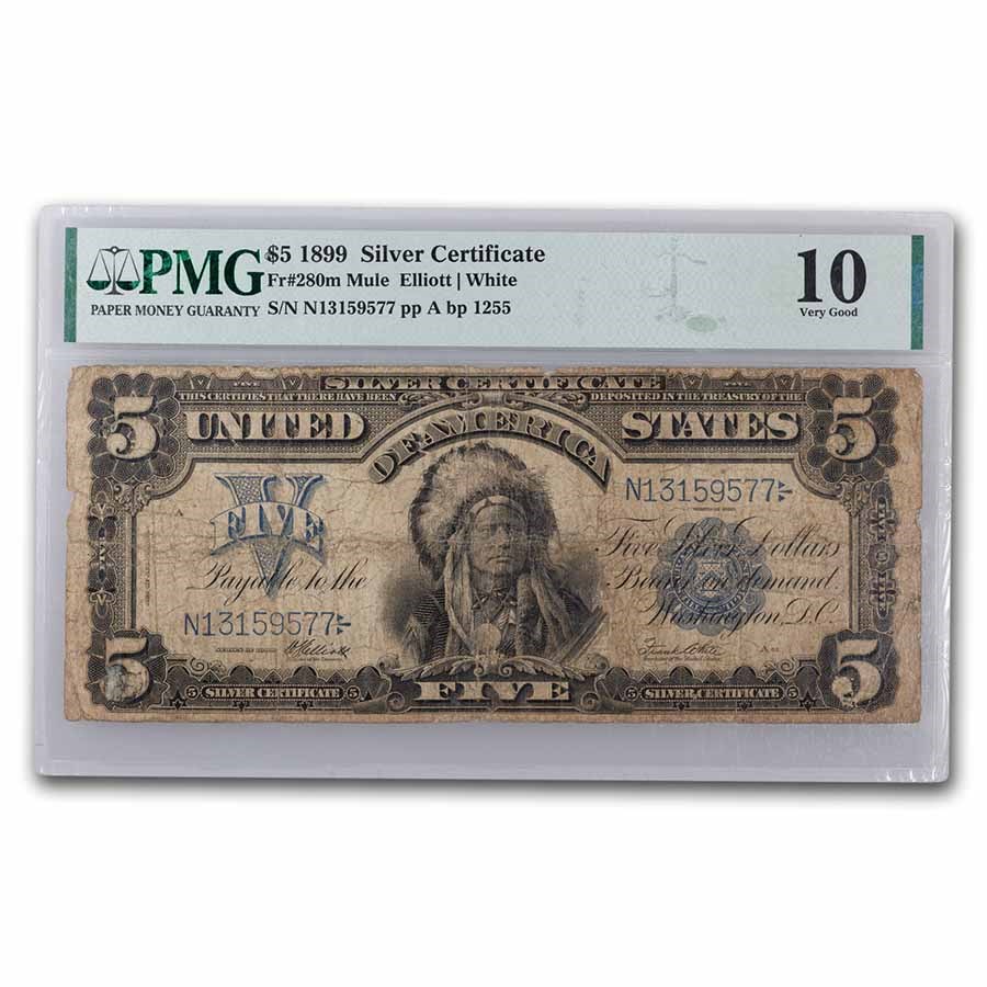 Buy 1899 $5 Silver Cert Chief Running Antelope VG-10 PMG (Fr#280m) | APMEX