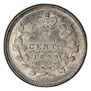 Buy 1899 Canadian Silver 5 Cents Victoria AU-58 PCGS | APMEX