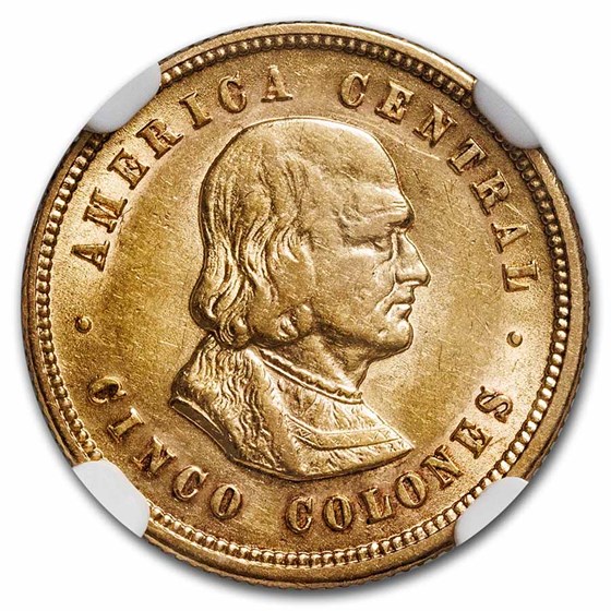 Buy 1899 Costa Rica Gold 5 Colones AU-58 NGC | APMEX