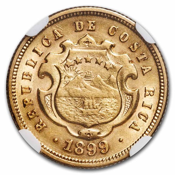 Buy 1899 Costa Rica Gold 5 Colones AU-58 NGC | APMEX