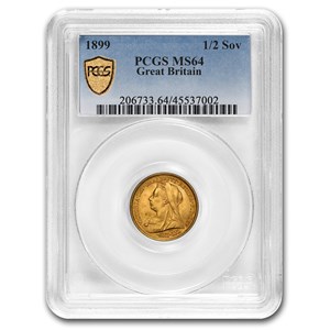 1899 Great Britain Gold 1/2 Sovereign Victoria MS-64 PCGS